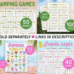 Camping Bingo Cards Camping Games Summer Camp Bingo Camping Group Games ...