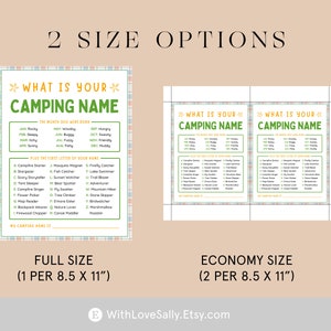 What's Your Camping Name Game, Name Tags, Sign Camping Birthday Party ...