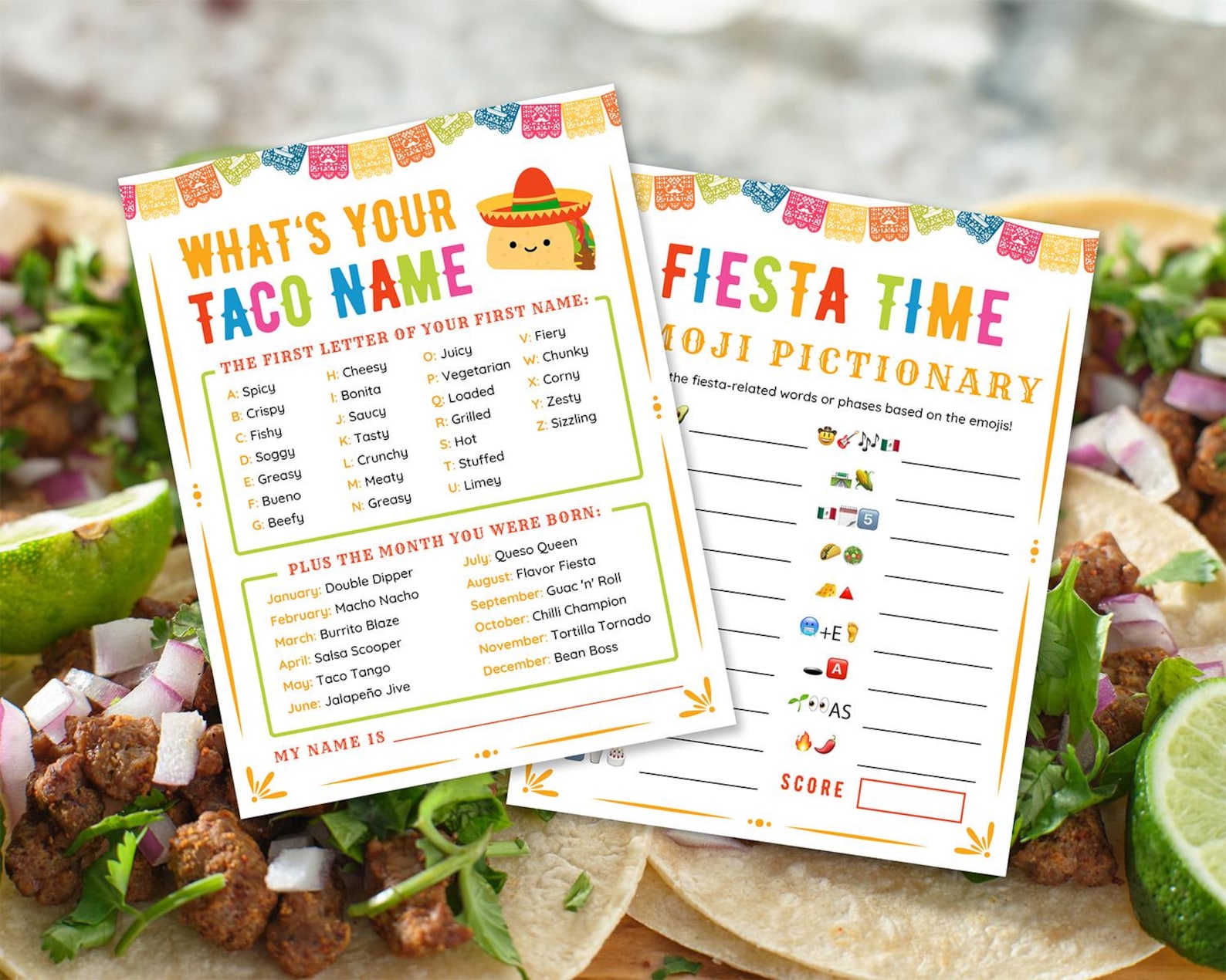 Taco Party Games Bundle Taco Games for Kids Fiesta Games Birthday Party ...