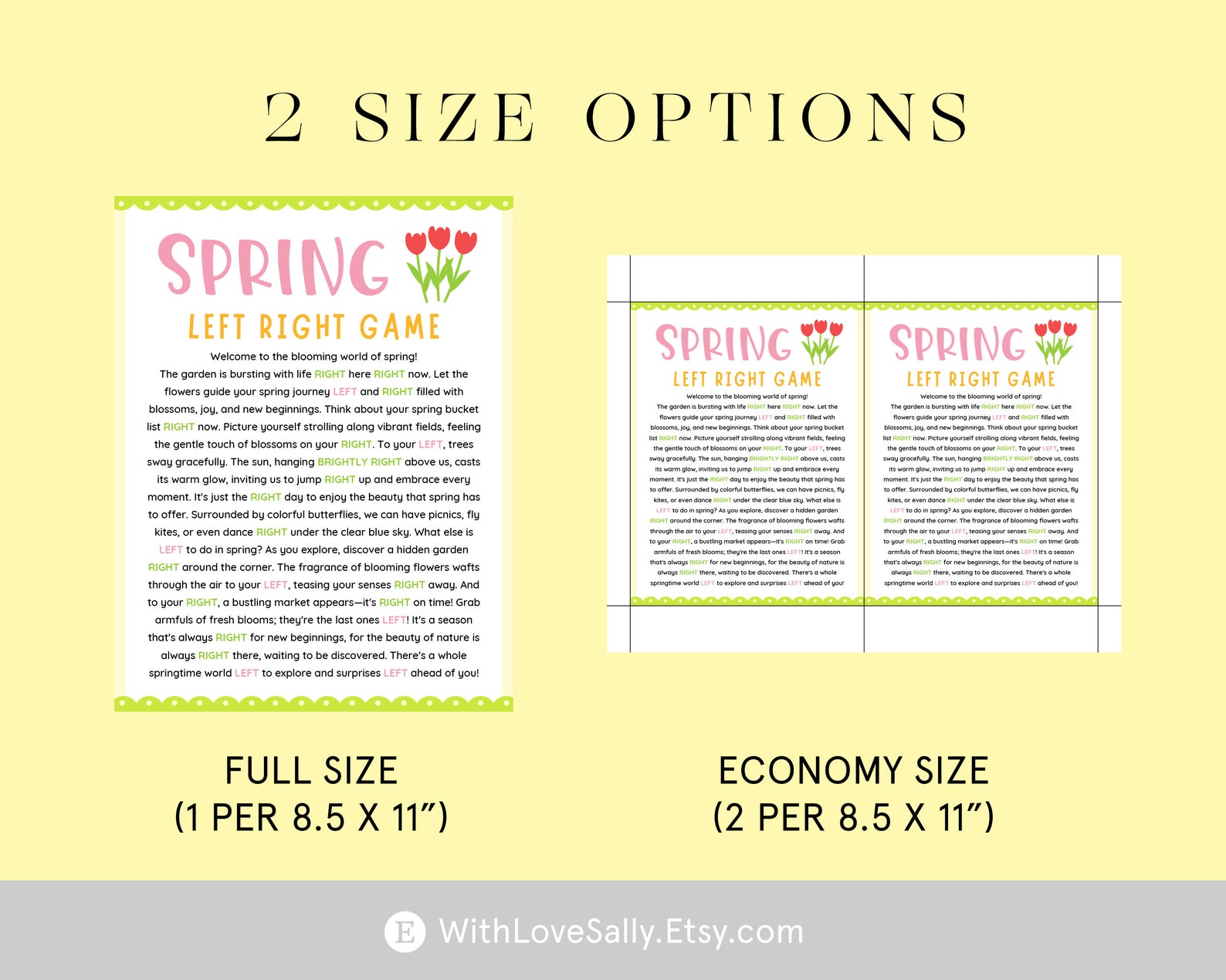 Spring Left Right Game Printable Spring Games Spring Activities for ...