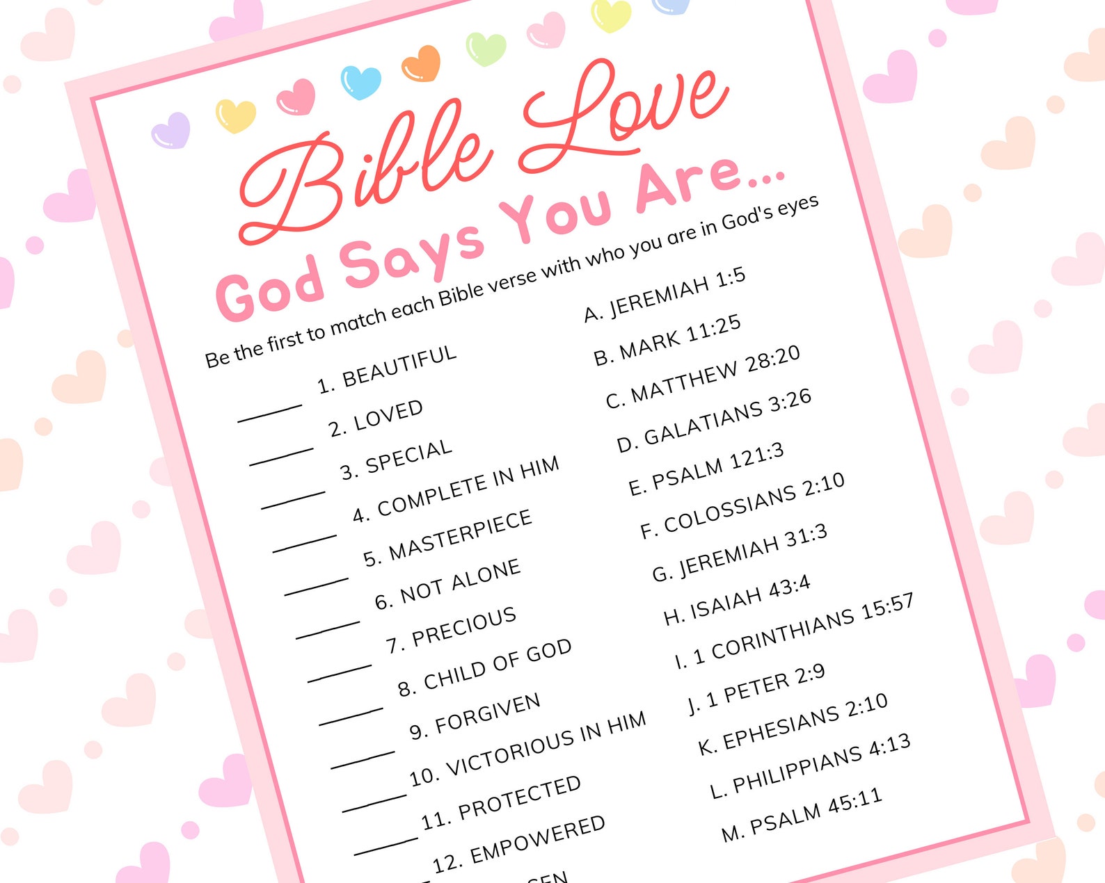 Love Bible Verses Game Bible Games for Kids Ministry Sunday School Kids ...