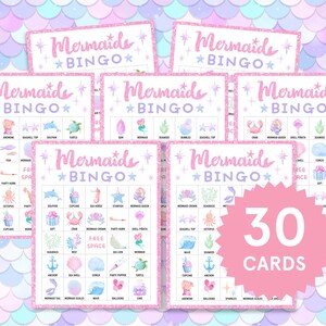 Mermaid Bingo Cards Mermaid Games Girls Mermaid Activities for Kids ...