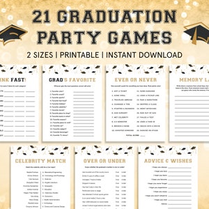 Graduation Party Game Bundle Modern Gold Graduation Games Class of 2024 ...