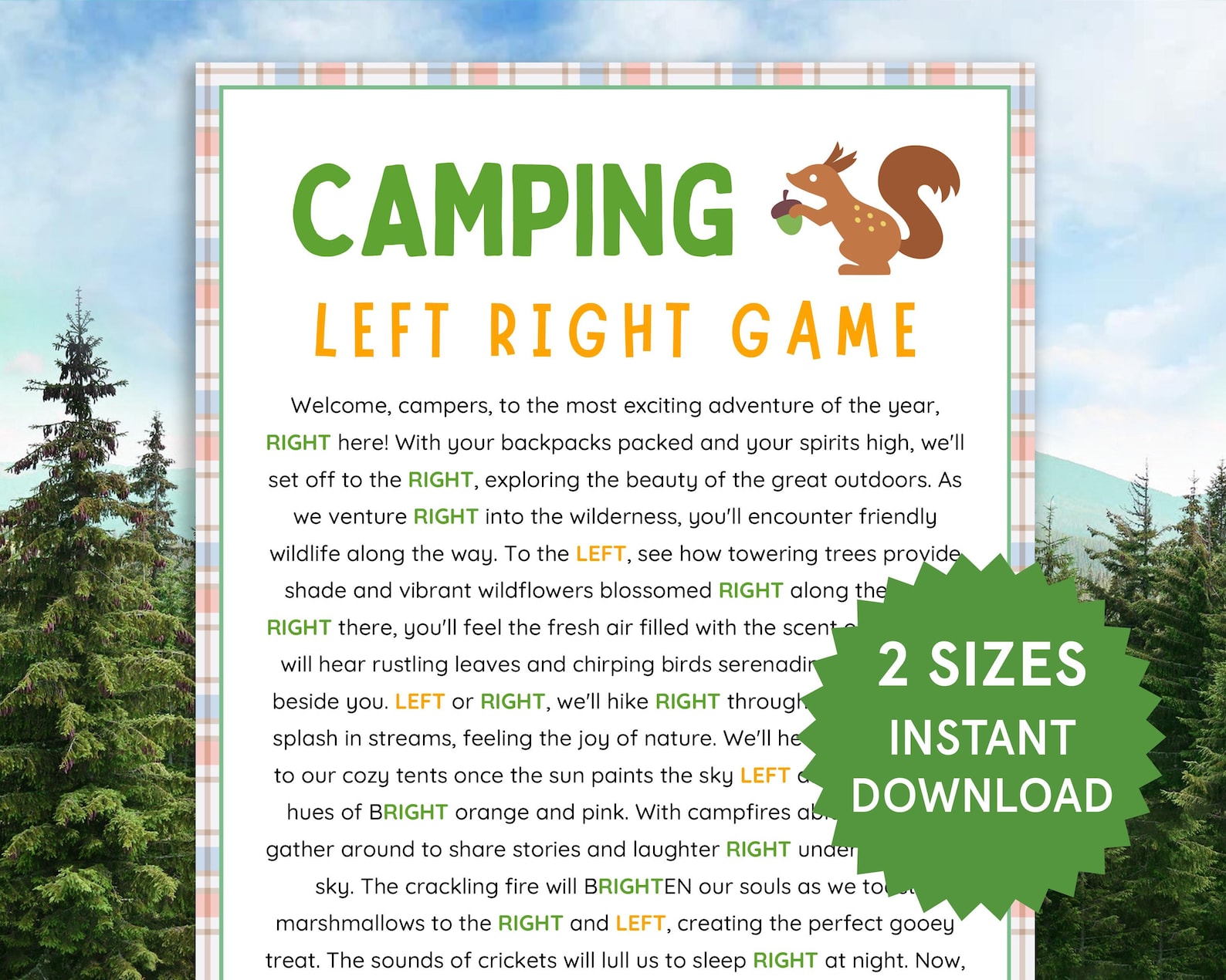 Camping Left Right Game Camping Activities for Kids Camping Games ...