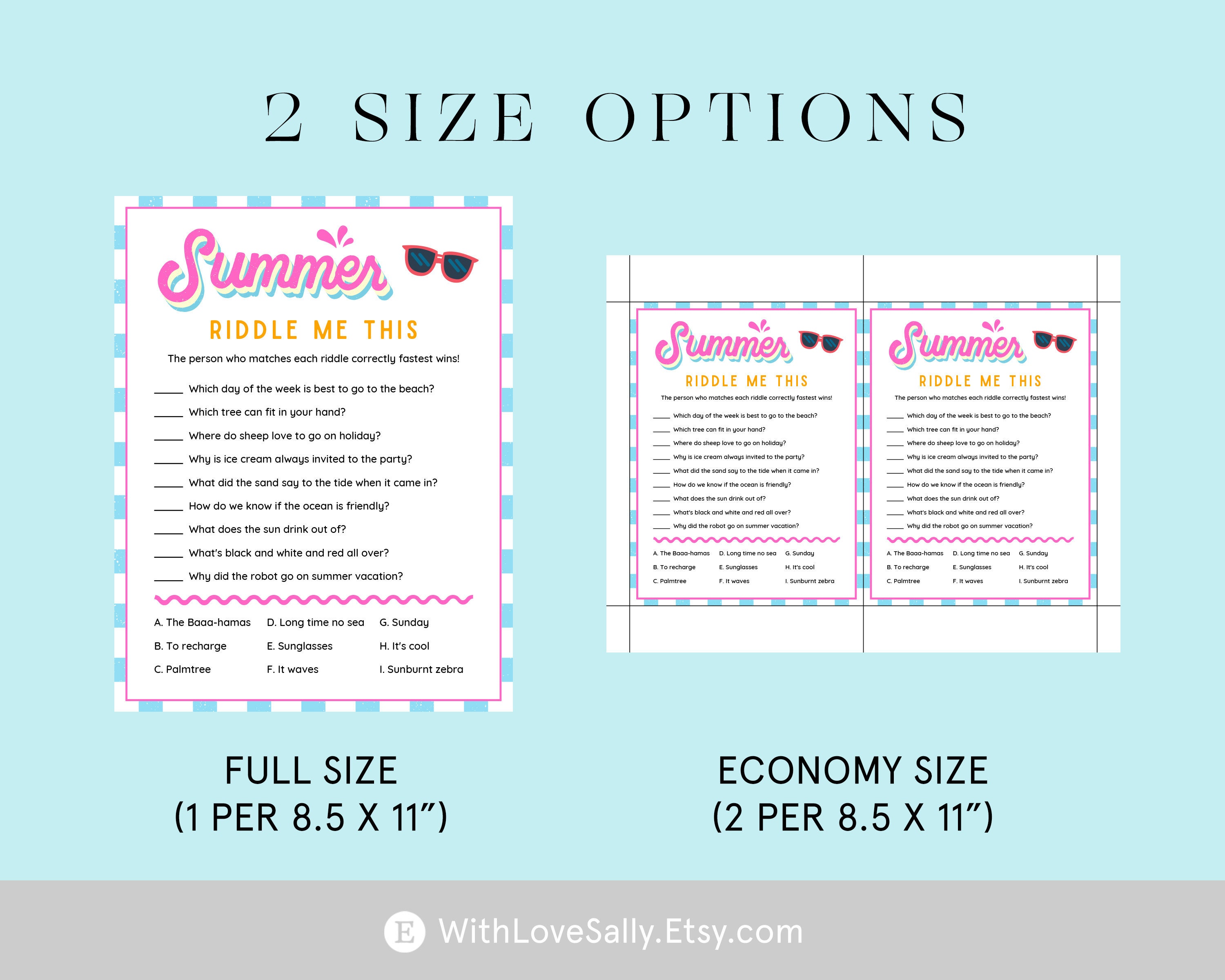 Summer Riddle Me This Game Summer Trivia Games Party Games Summer ...