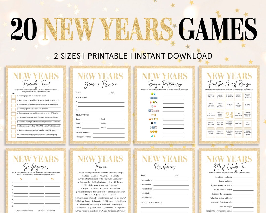 New Years Game Bundle New Years Eve Games Printable New Years Party ...