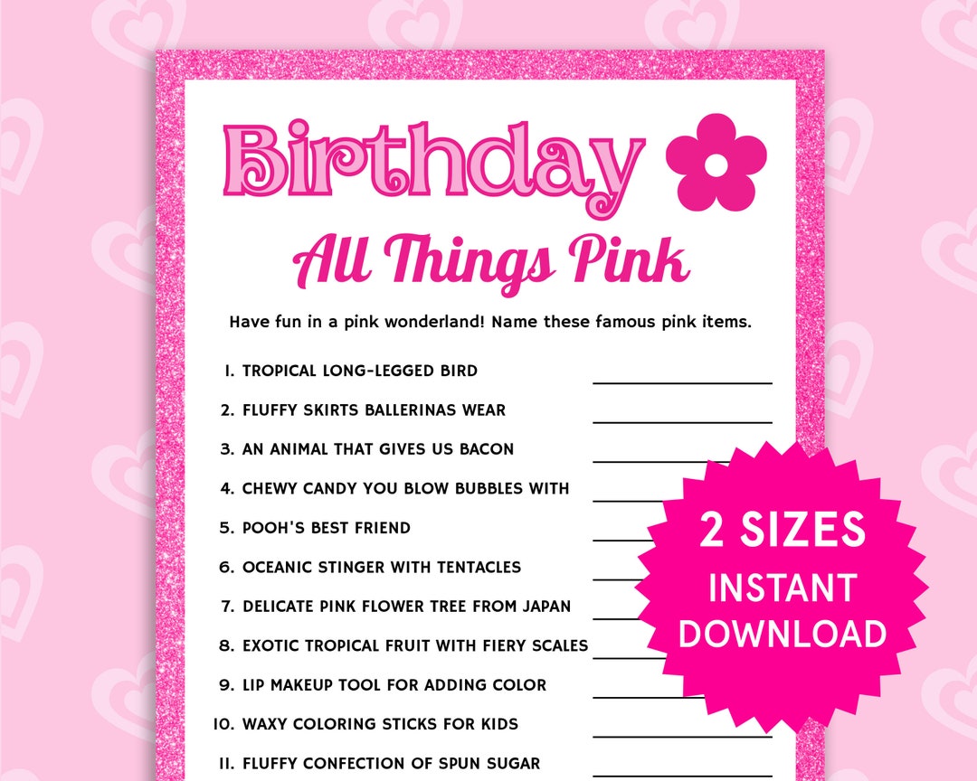 Pink Birthday All Things Pink Girls Birthday Games Pink Party Tween ...