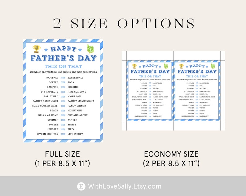 Fathers Day This or That Father's Day Games Fun Fathers Day Activities ...