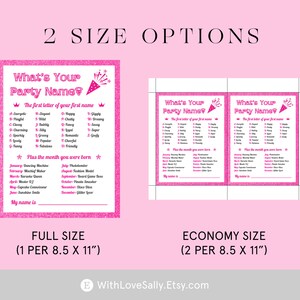 Whats Your Party Name, Name Tags, Sign Name Game Pink Birthday Party ...