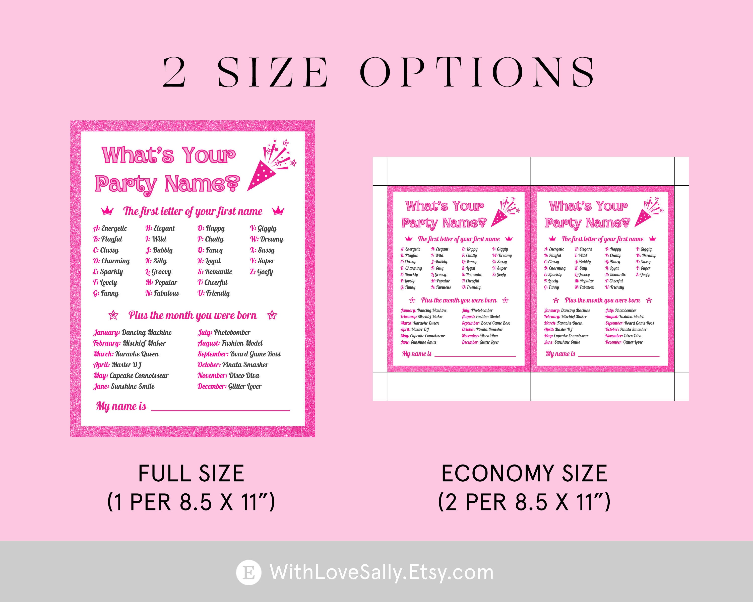 Whats Your Party Name Name Tags Sign Name Game Pink - Etsy