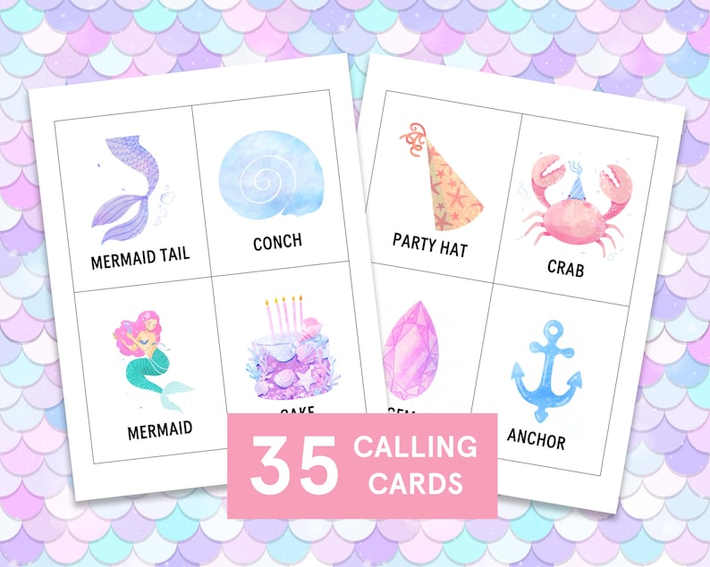 Mermaid Bingo Cards Mermaid Games Girls Mermaid Activities for Kids ...