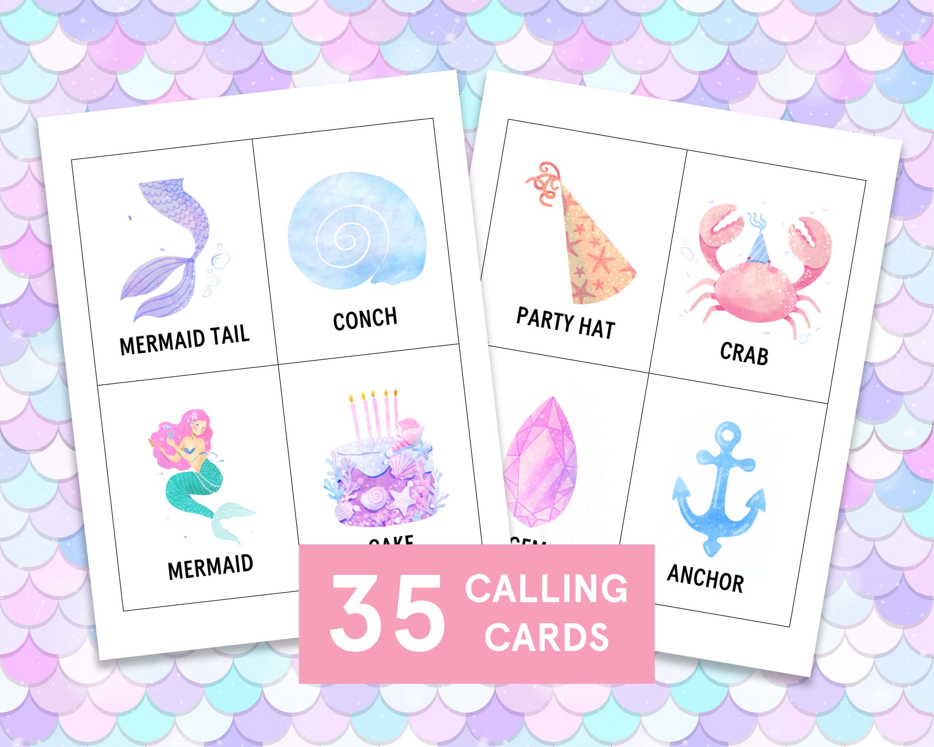 Mermaid Bingo Cards Mermaid Games Girls Mermaid Activities for Kids ...