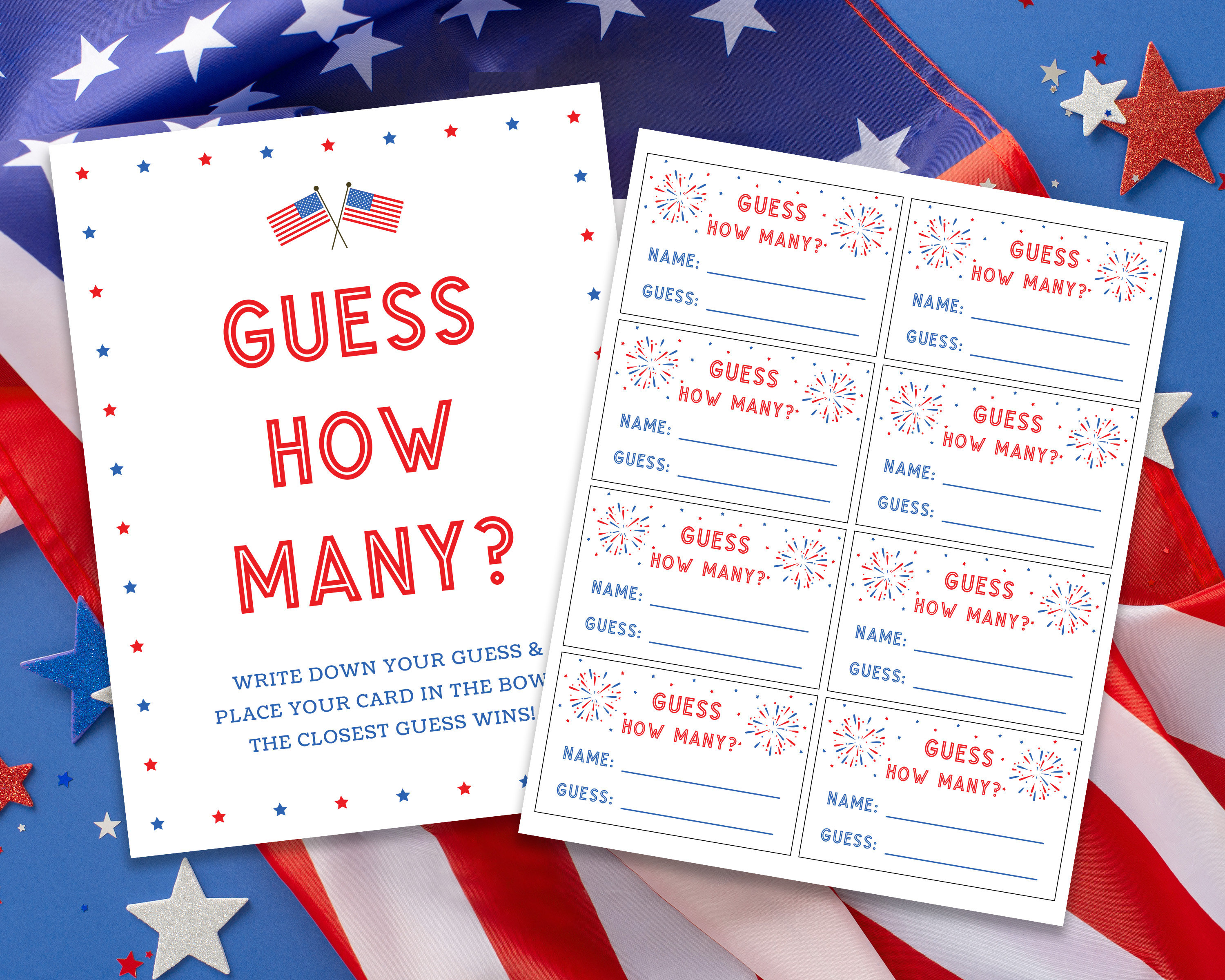 Americana Baby Shower Guess How Many Candies in the Jar Patriotic Game ...