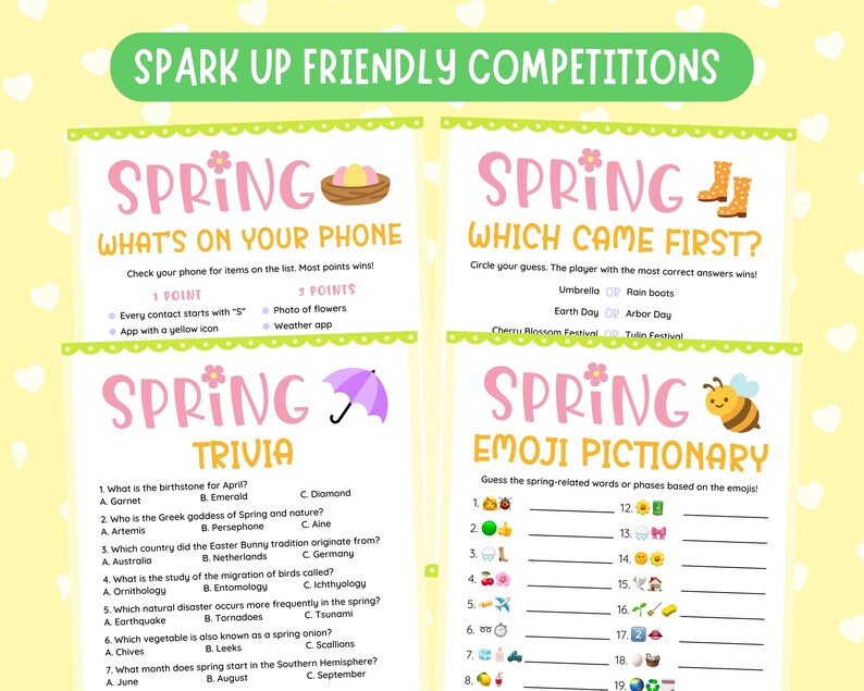 Spring Game Bundle | Fun Spring Party Games for Kids, Adults, Family ...