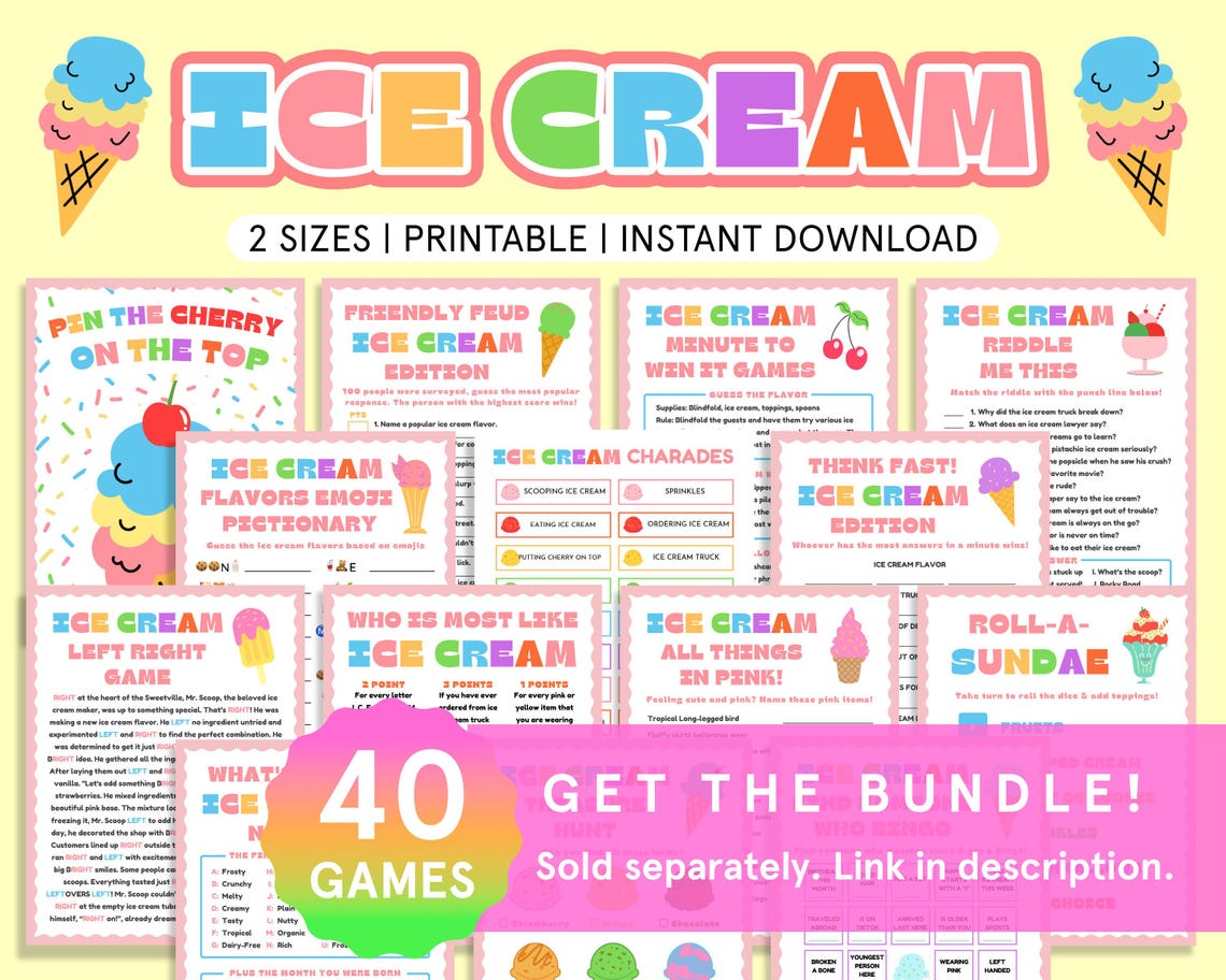 Ice Cream Flavors Emoji Pictionary Ice Cream Party Games Summer ...