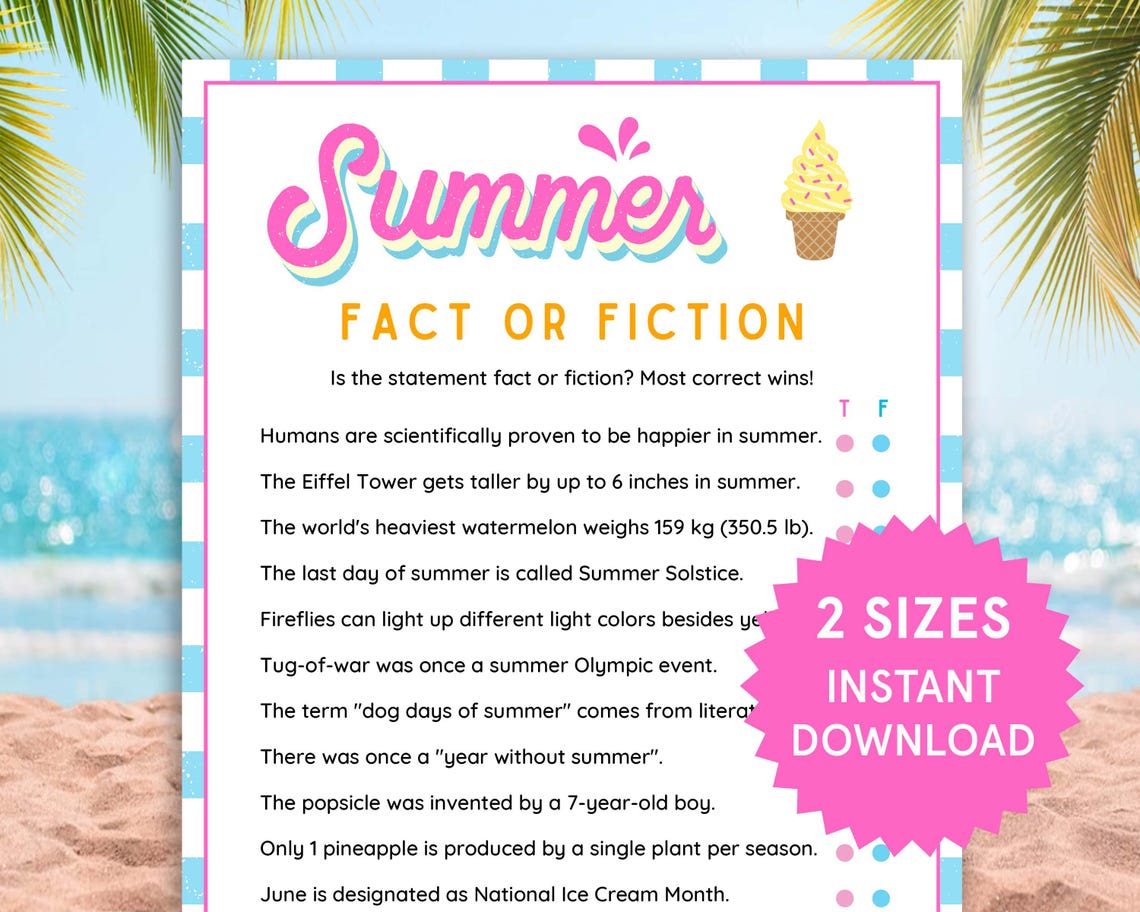 Summer Fact or Fiction Summer Game Summer Activities for Kids, Adult ...