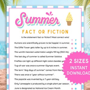 Summer Fact or Fiction Summer Game Summer Activities for Kids, Adult ...