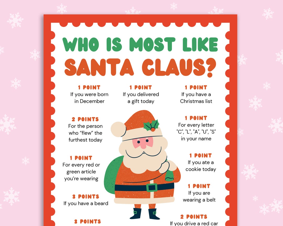 Who is Most Like Santa Claus | Fun Christmas Games for Kids, Adults ...