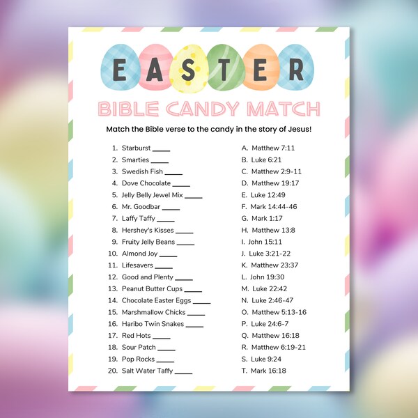 Bible Candy Match Game - Etsy