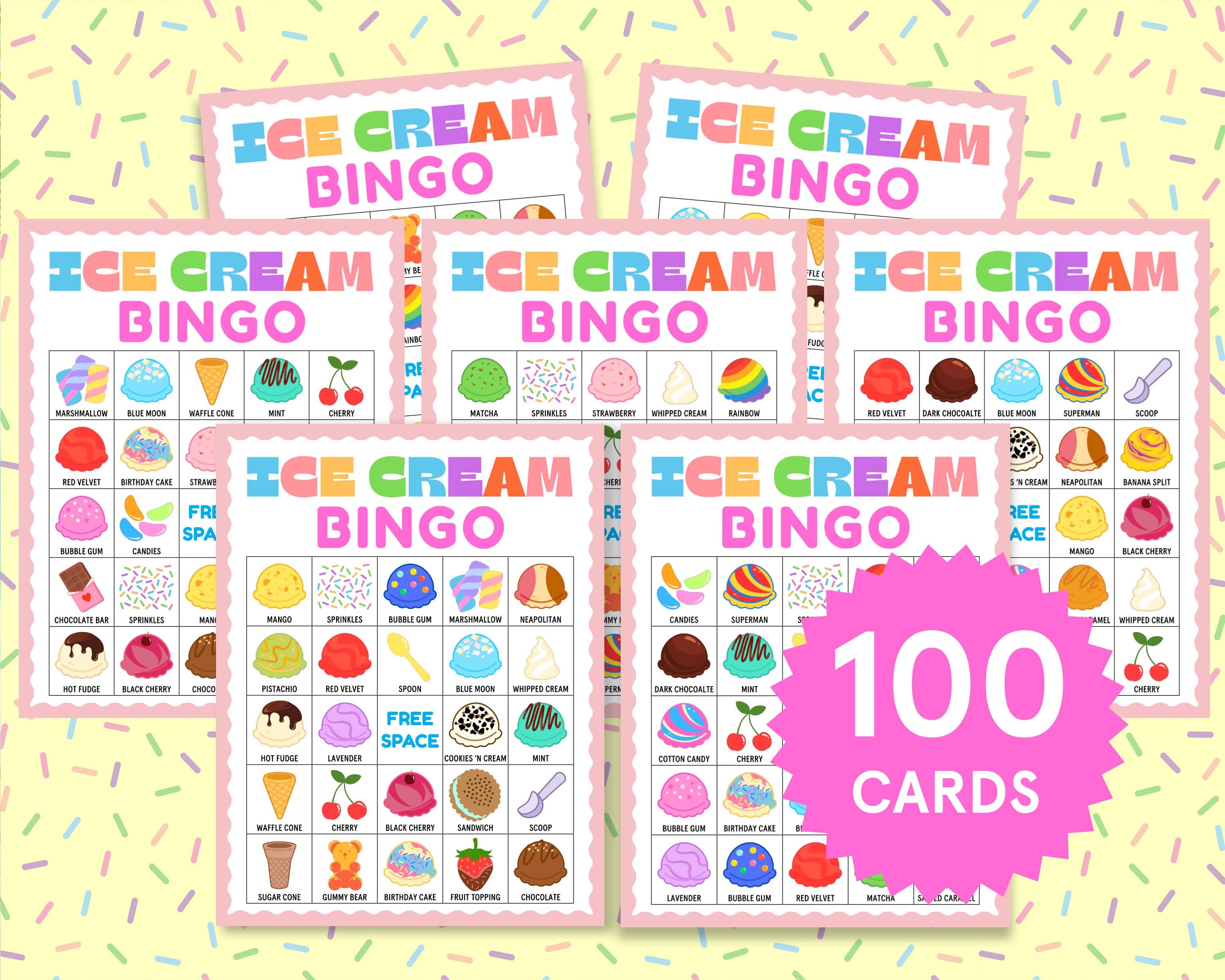 Ice Cream Bingo Cards Ice Cream Games Summer Games Ice Cream Birthday ...