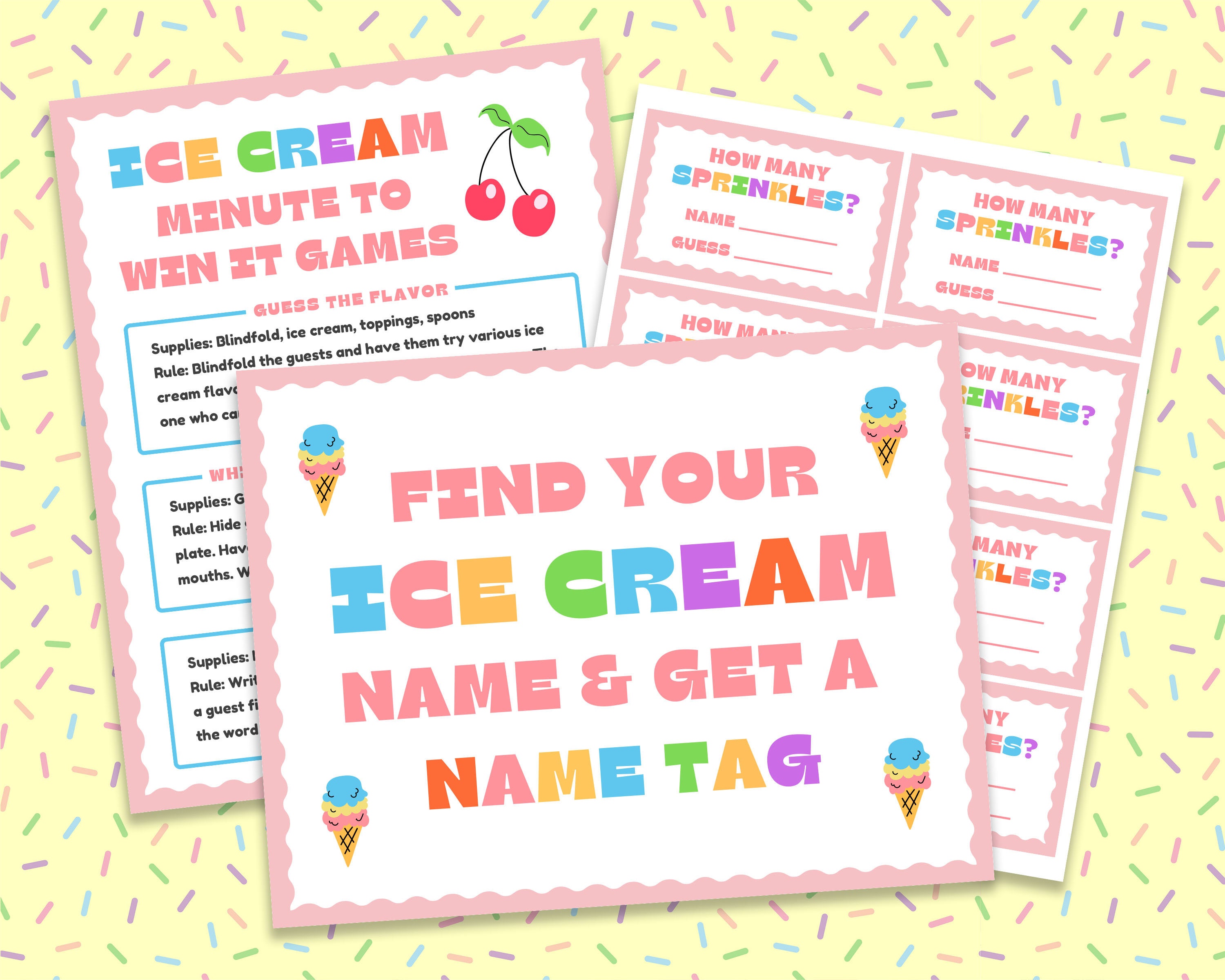 What's Your Ice Cream Name, Name Tags, Sign Summer Activities for Kids ...