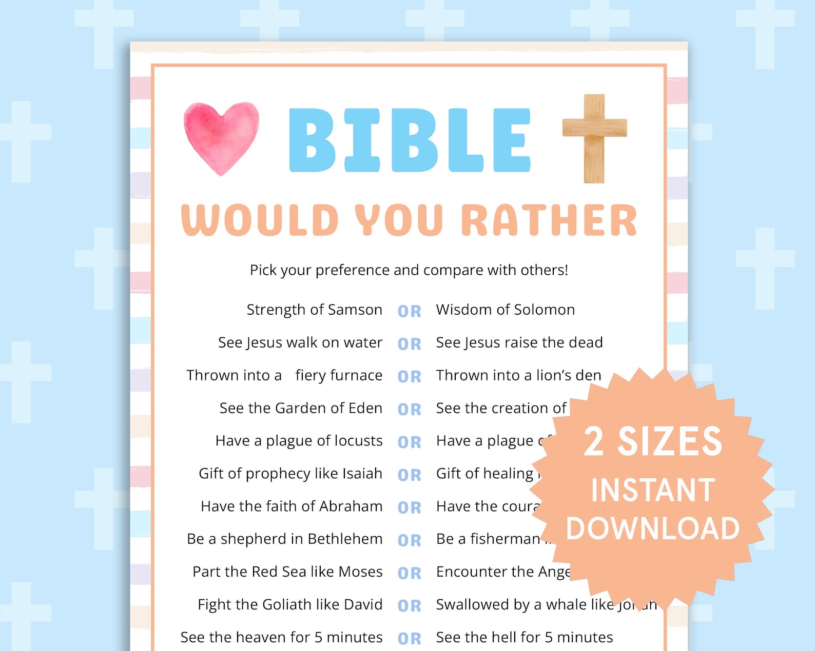Bible Would You Rather Bible Games Sunday School Activities Bible Study ...