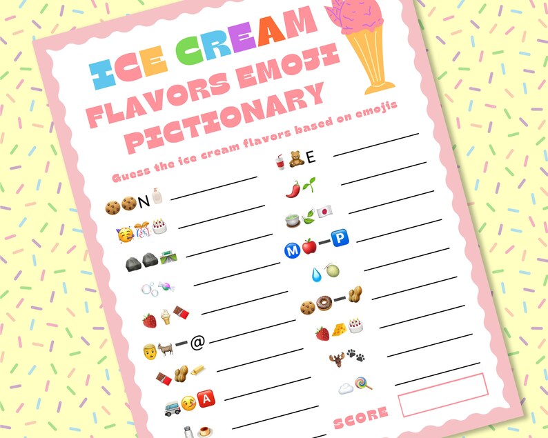 Ice Cream Flavors Emoji Pictionary Ice Cream Party Games Summer ...