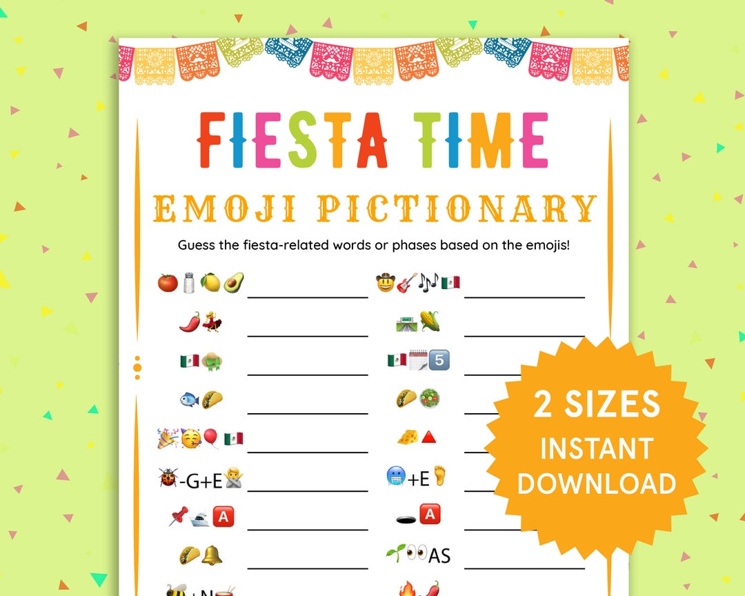 Fiesta Emoji Pictionary Taco Party Games Kids Mexican Fiesta Games ...