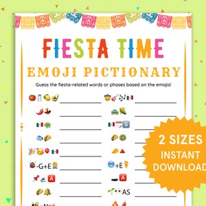 Fiesta Emoji Pictionary Taco Party Games Kids Mexican Fiesta Games ...