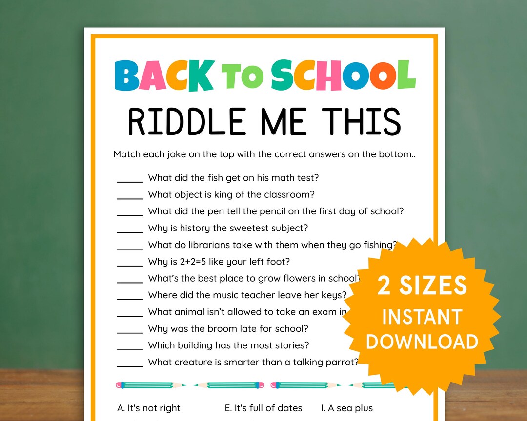 Back to School Riddle Me This Classroom Games Elementary Games Middle ...