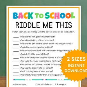 Back to School Riddle Me This Classroom Games Elementary Games Middle ...