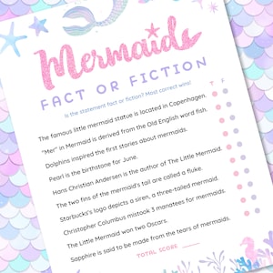 Mermaid Fact or Fiction Mermaid Games Mermaid Girls Birthday Game ...
