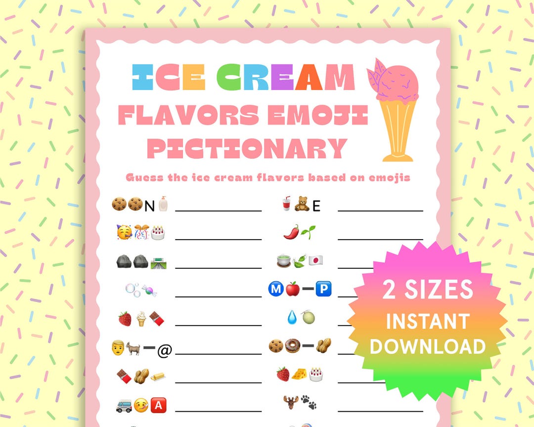 Ice Cream Flavors Emoji Pictionary Ice Cream Party Games Summer ...