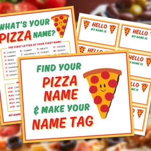 What's Your Pizza Name, Name Tags, Sign Fun Pizza Games for Kids ...