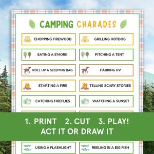 Camping Charades Camping Activities for Kids Camping Games Adults ...