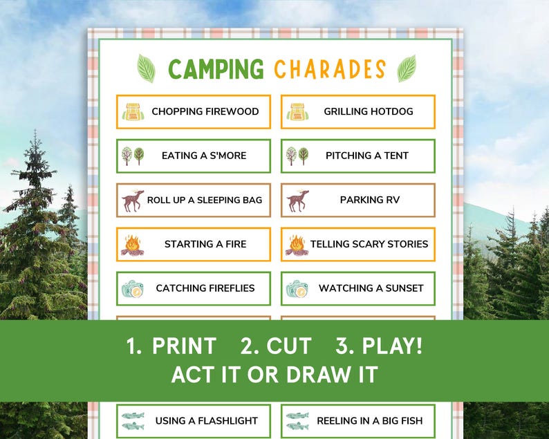 Camping Charades Camping Activities for Kids Camping Games Adults ...