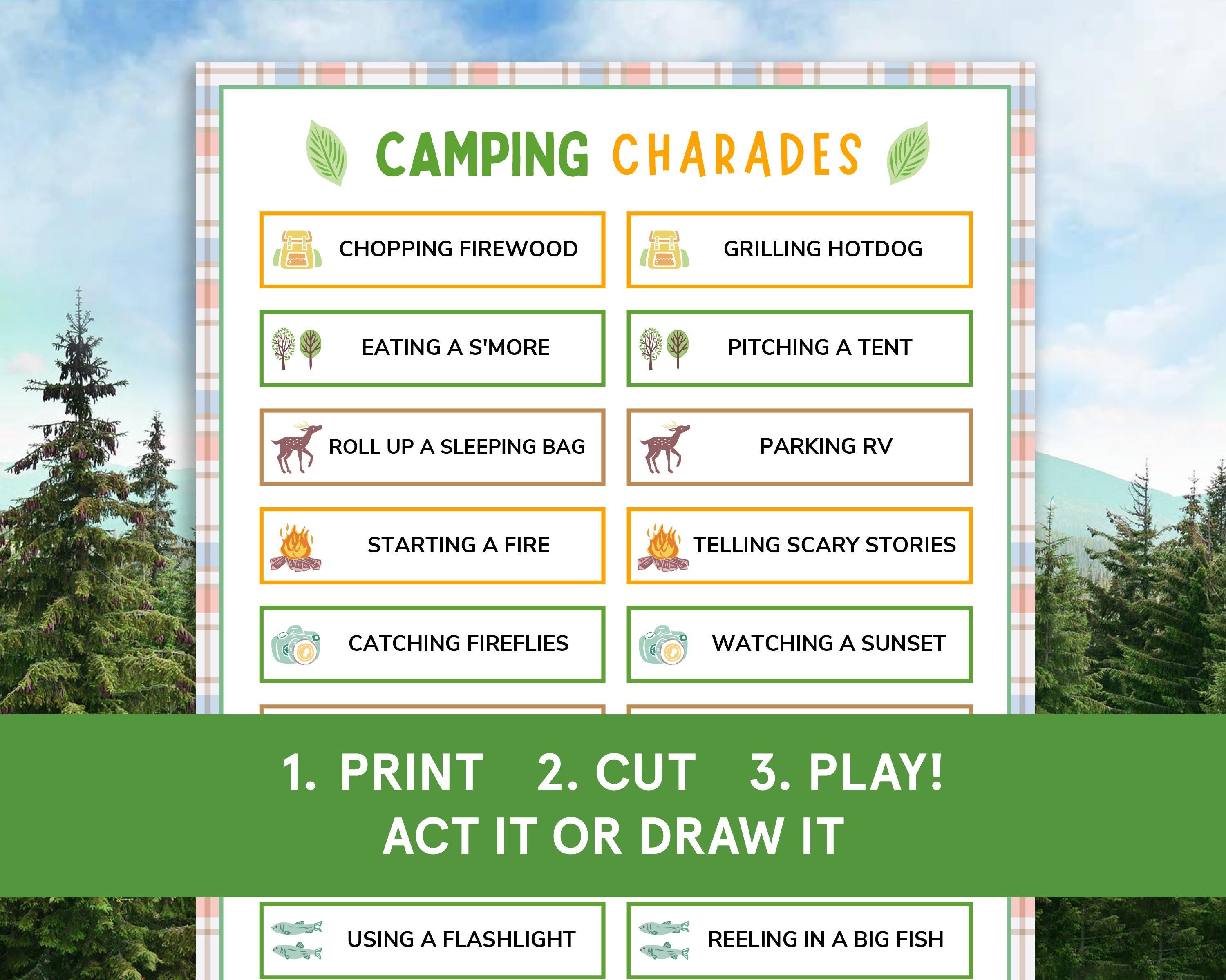 Camping Charades Camping Activities for Kids Camping Games Adults ...