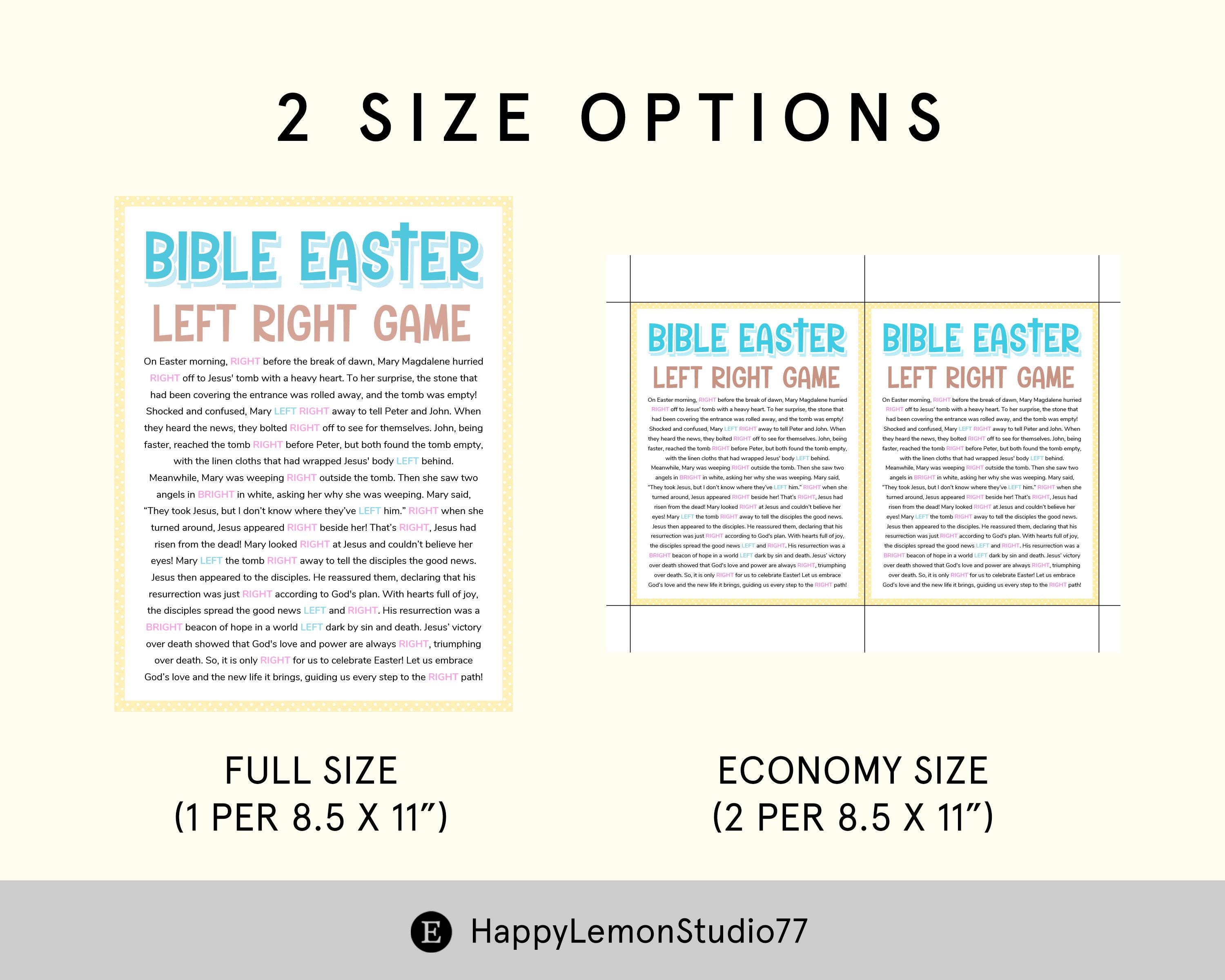 Bible Easter Left Right Game Easter Story Sunday School Church ...