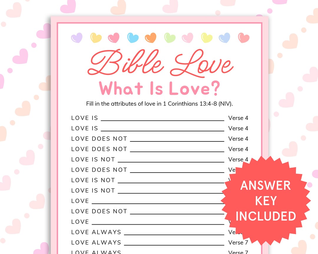 Love Bible Verses Game Bible Love Verses Quiz Printable Bible Games for ...