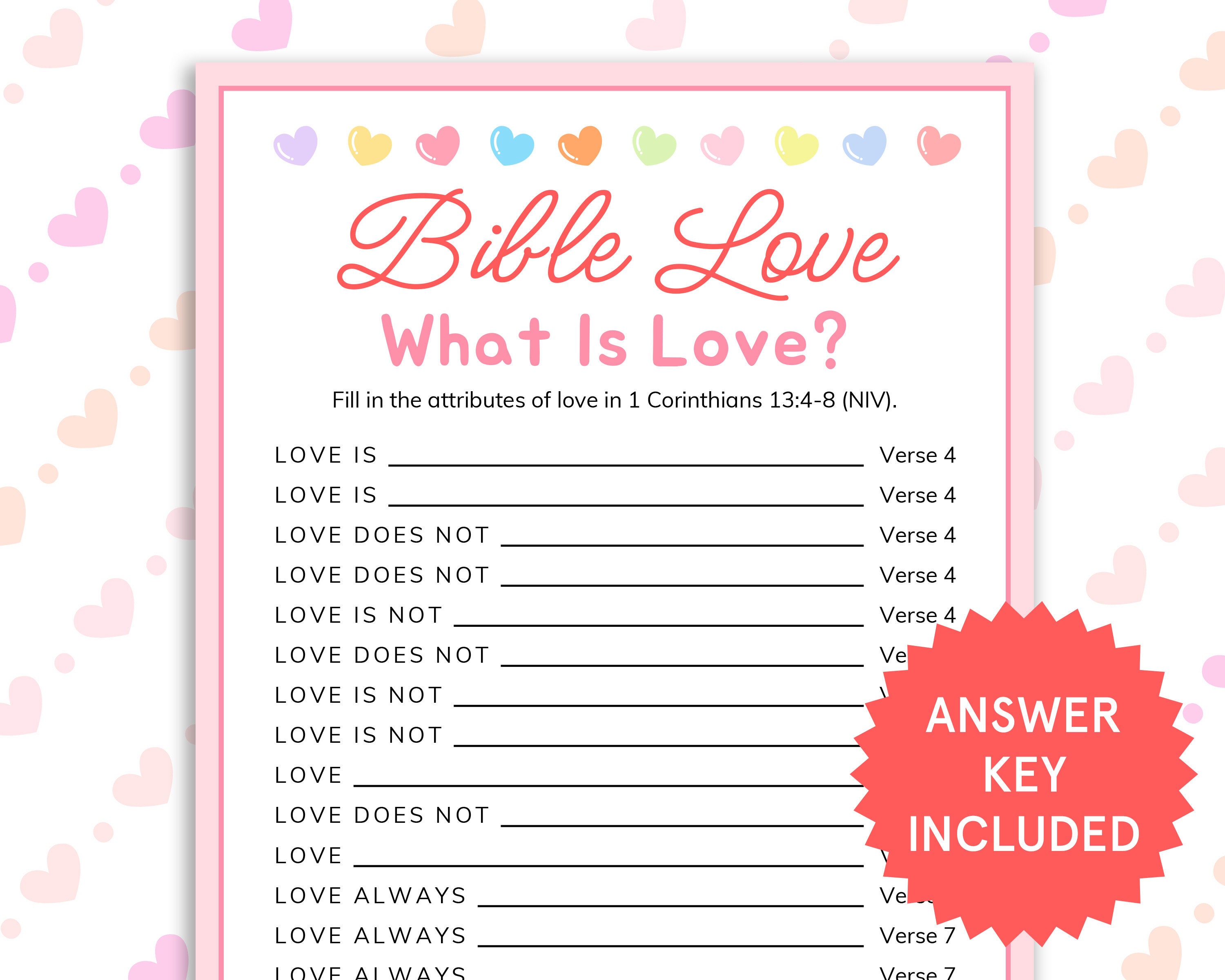 Love Bible Verses Game Bible Love Verses Quiz Printable Bible Games for ...