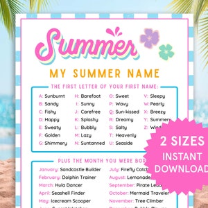 What's Your Summer Name Summer Games for Kids, Family Summer Games ...