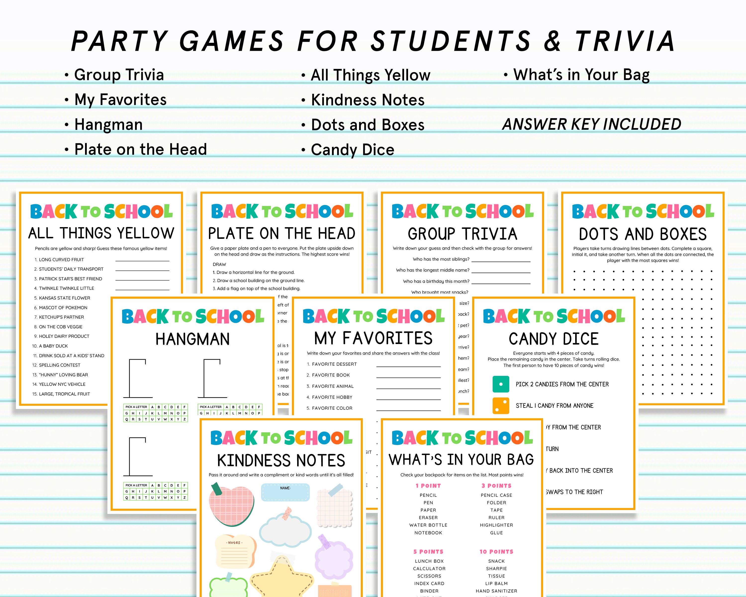 Back to School Games Bundle Classroom Games Elementary School Games ...