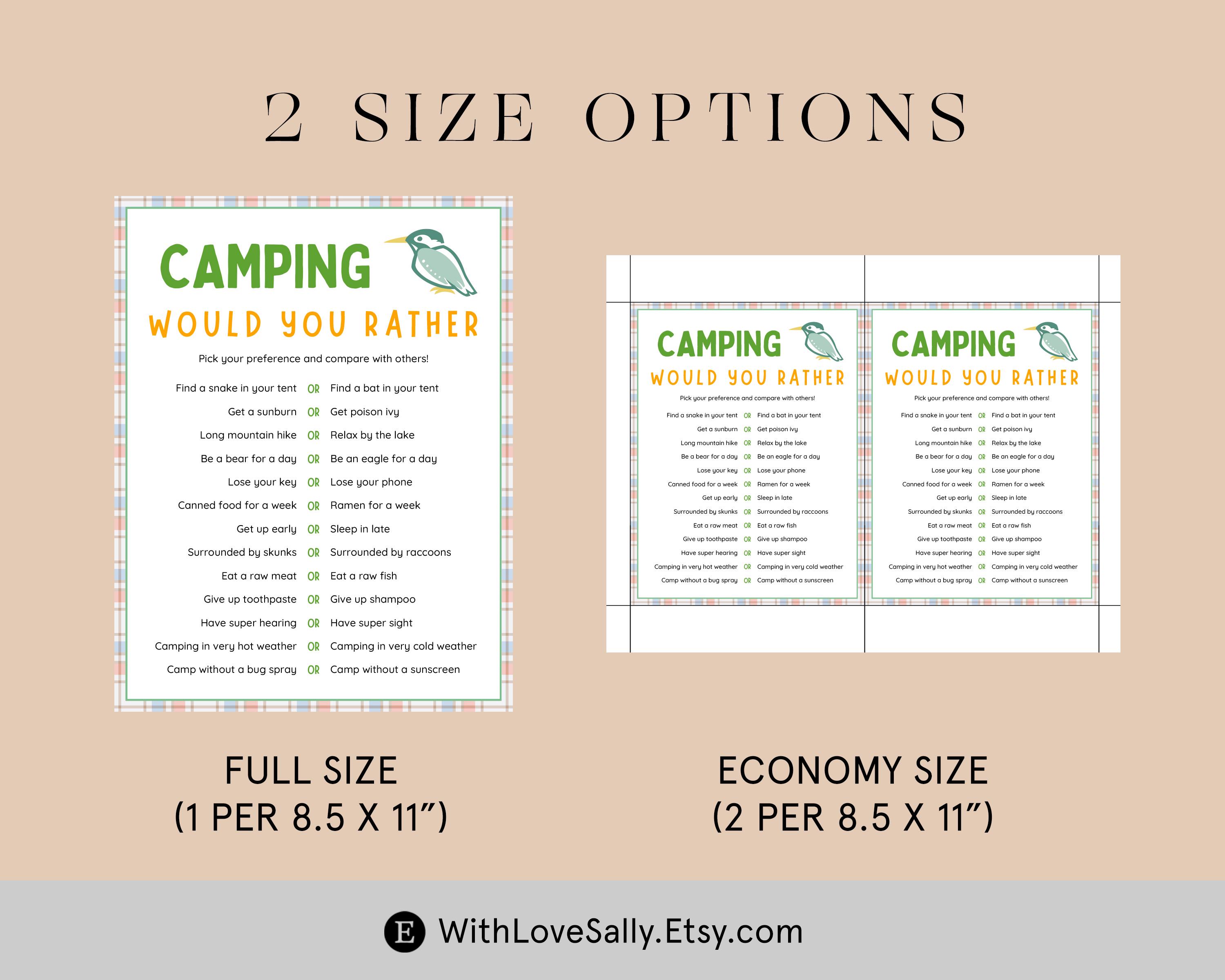 Camping Would You Rather Camping Games Camping Activities Kids Camping ...