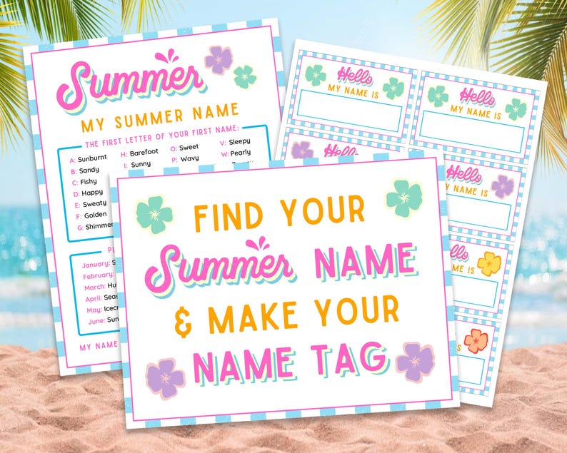 What's Your Summer Name Summer Games for Kids, Family Summer Games ...