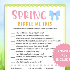 Spring Riddle Me This Game Printable Spring Activities for Kids, Family ...