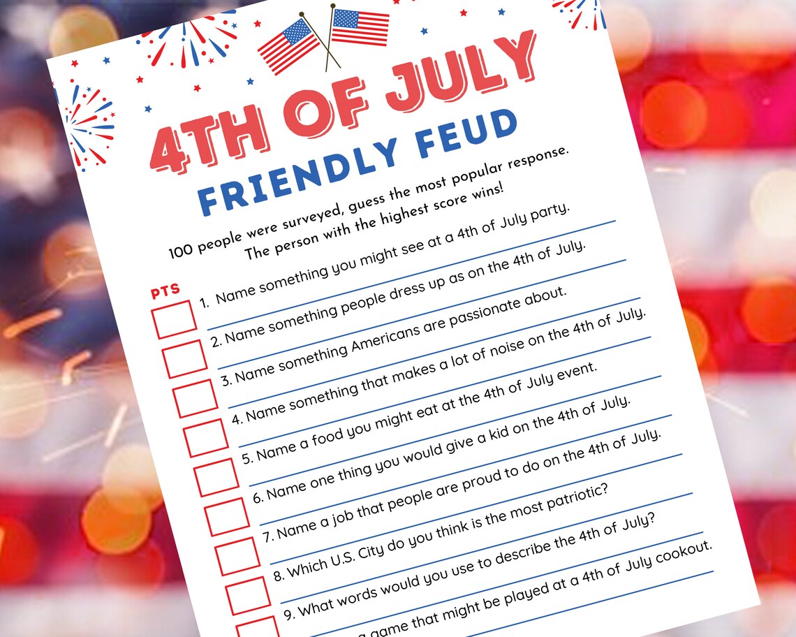 4th of July Family Feud Fourth of July Party Games 4th of July ...