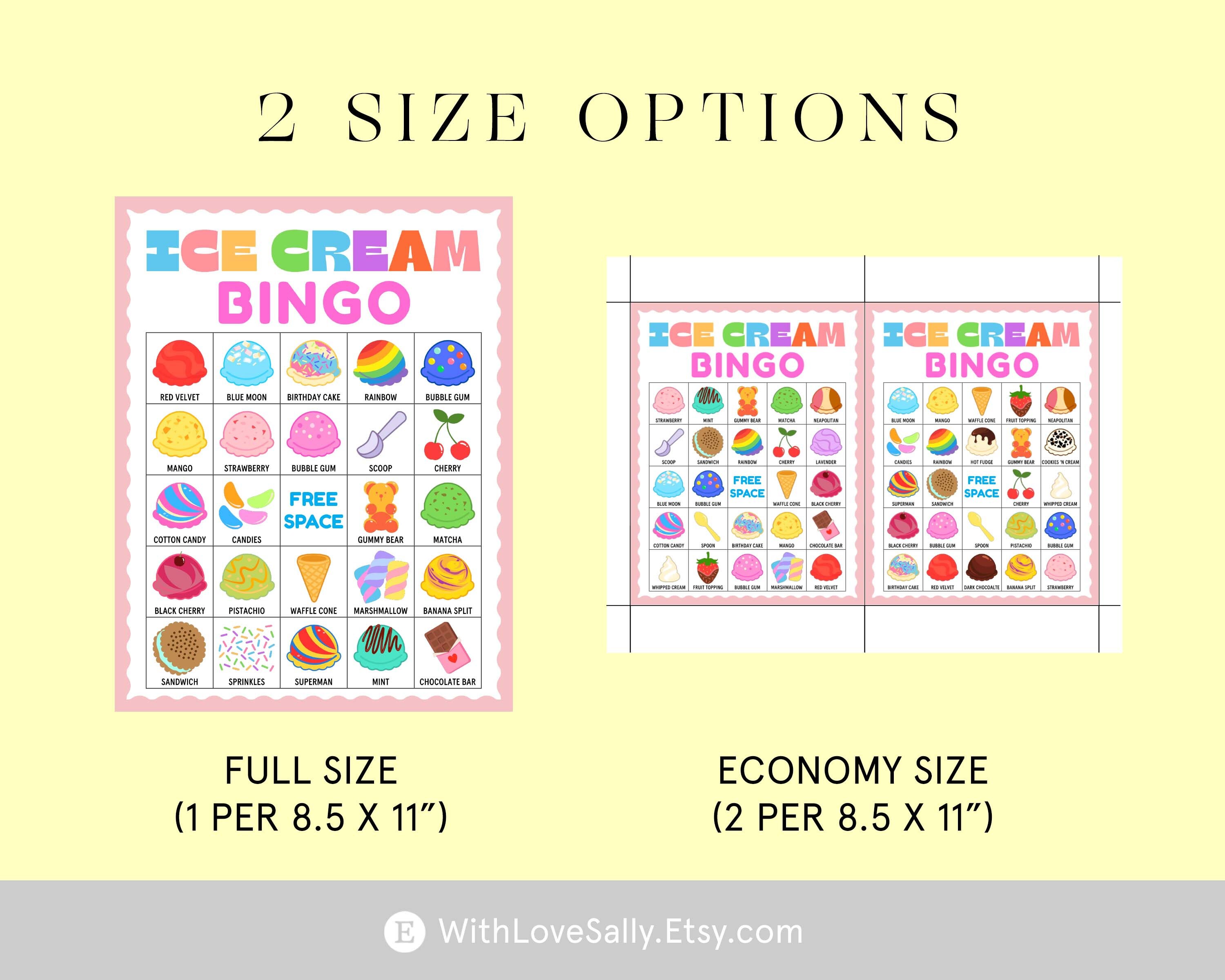 Ice Cream Bingo Cards Ice Cream Games Summer Games Ice Cream Birthday ...
