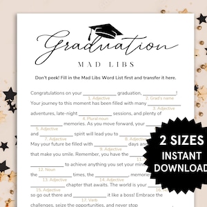 Graduation Libs Graduation Party Games Graduation Mad Libs Class of 2025 High School Graduation ...