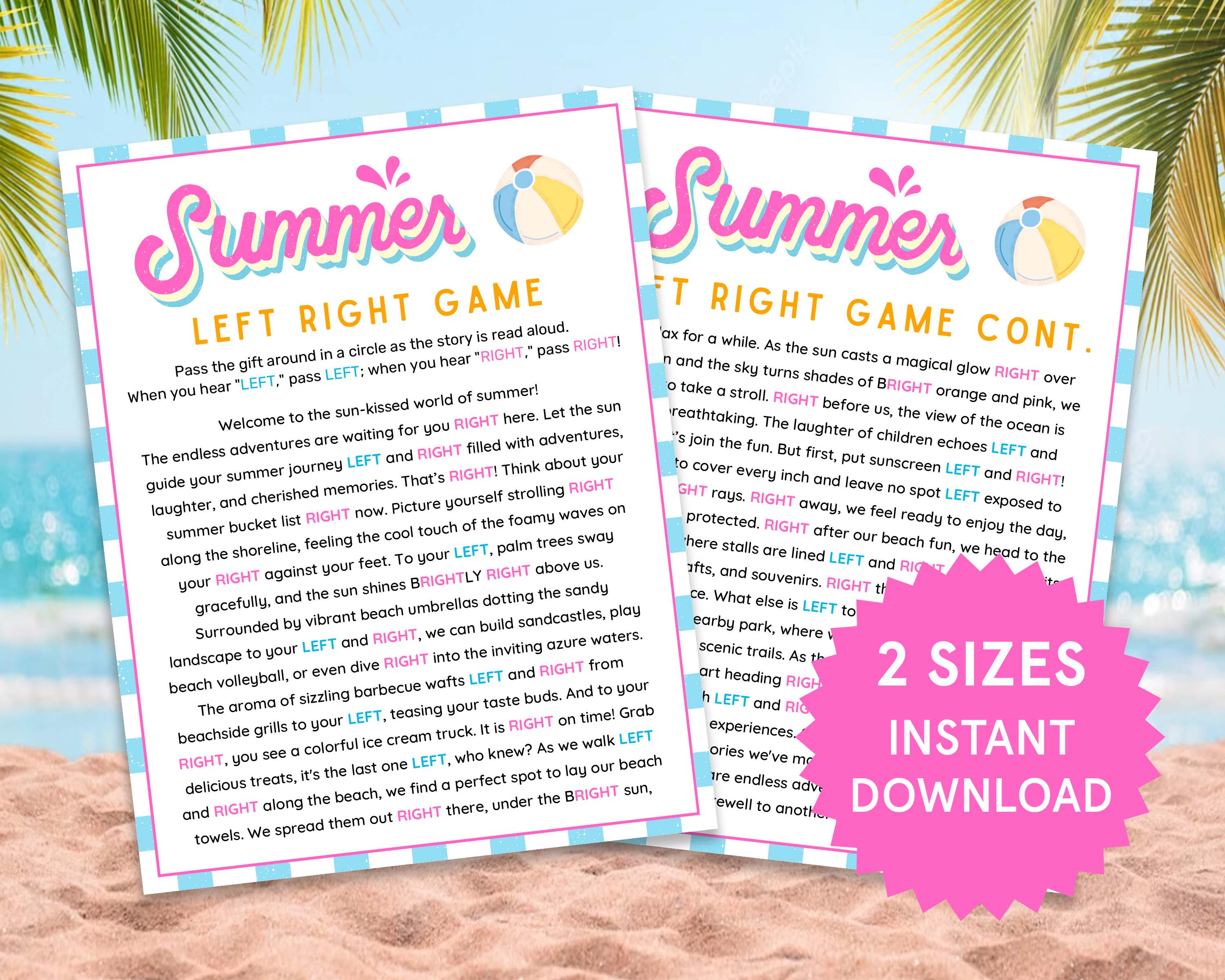 Summer Left Right Game Summer Games for Kids, Family Summer Left Right ...