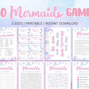 Mermaid Party Game Bundle Girls Birthday Games Mermaid Themed Party ...